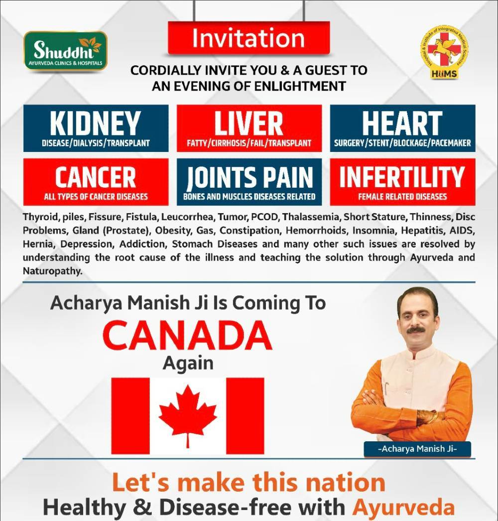 Live Healthy & Disease Free with Ayurveda - Acharya Manish in Canada ...